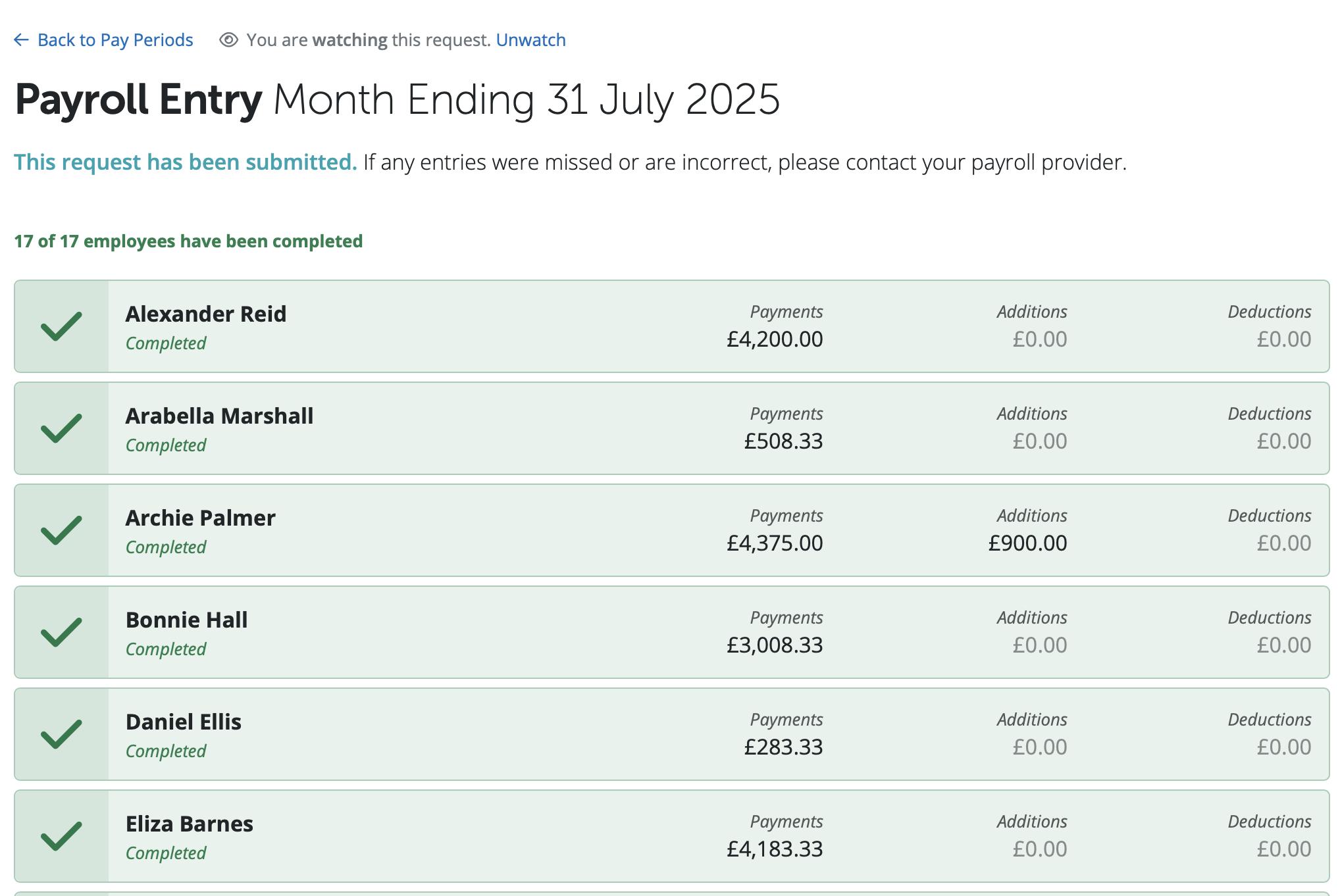 Payroll Entry Requests - Employer Guidance - BrightPay Documentation